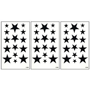 PARITA Small Tattoos Black Night Stars Temporary Tattoo Body Sticker Hand Neck Wrist Art Fashion Tattoo Fake Waterproof Cartoon Stickers for Adult Men Women Kids (Pack 3 PCS.) (06)