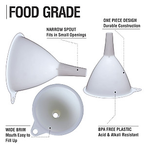 Plastic Funnels for Kitchen Use - 3 Pack of Round Kitchen Funnels for Filling Bottles, Jars & Containers - Kitchen Funnel Set with Holders - Funnels for Kitchen use Filling Bottles, Automotive Use