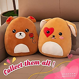 CozyWorld Puppy Dog Plushie Stuffed Animals Plush Pillow Soft Cuddly Toy Heart Love You Dog Valentine’s Birthday Gifts for Boys Girls 11.5 Inch