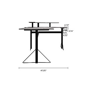 DAR CORE Computer Gaming L-Desk with Power, Gray/Black