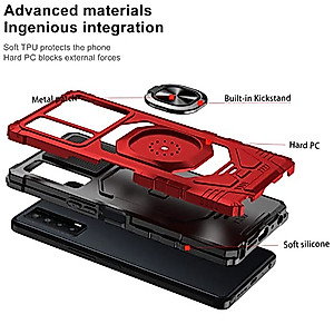 Ailiber for TCL Stylus 5G Phone Case, TCL Stylus 5G 2022(T779W) Case with Ring Kickstand, for Magnetic Car Mount Military Grade, Heavy Duty Shockproof Protective Cover for TCL Stylus 5G 6.81"-Red