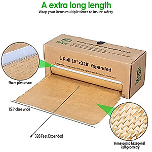 Beric Honeycomb Paper Cushioning Wrap - Packing - Shipping Supplies - Packing Paper - Boxes For Packaging - Alternative To Bubble Wrap Roll - Packing Paper For Moving - 15" X 328'