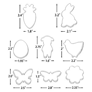 20Pcs Stainless Steel Cookie Cutter Set - Easter Cookie Cutter Set & Round Heart Flower Star Shapes Cookie Cutters Set (8Pcs +12Pcs)