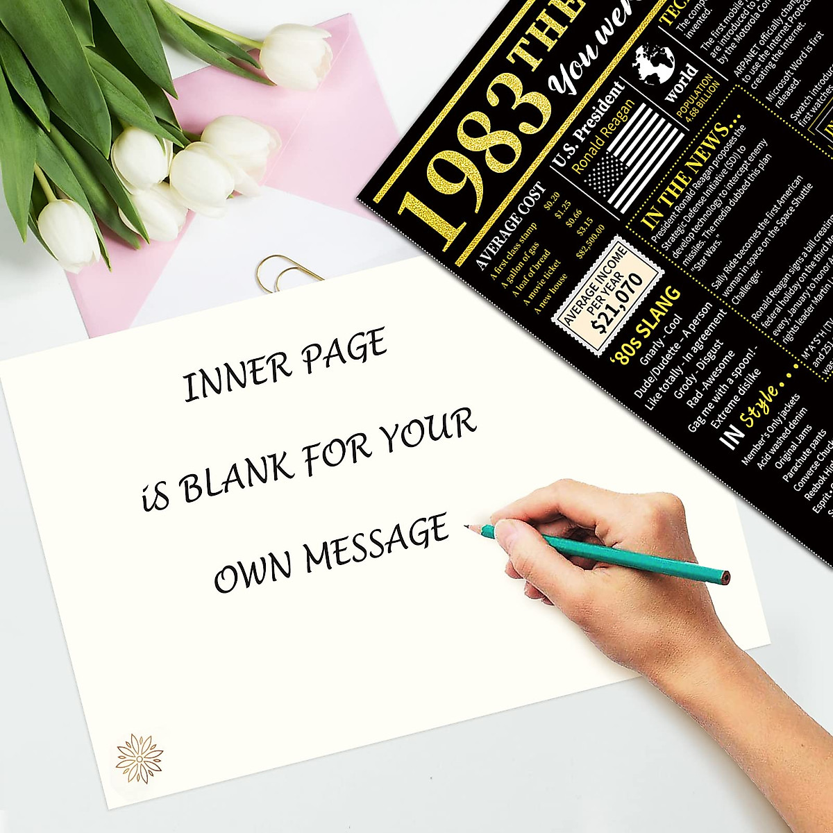 KDVOG 40th Birthday Card Gifts for Women Men, Jumbo 40 Year Old Birthday Gift for Wife Husband, 40th Birthday Card for Him Her, Funny 30 Year Old Birthday Gifts Idea for Friends, Back In 1983