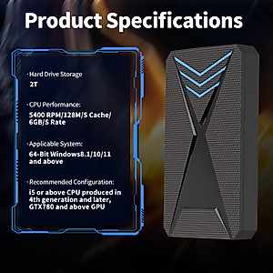 2T Retro Gaming Console HDD, Emulator Hard Drive, Emulator Console with Built-in 4280 Retro Play Games, 18 Emulator, Plug & Play Video Game Consoles for Win 8.1/10/11, Support for Adding Games