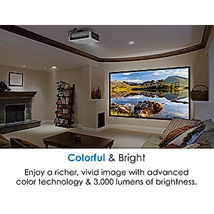 Optoma UHD60 True 4K UHD Projector, Bright 3000 Lumens, Entertainment and Movies, Rec.2020 with DCI-P3 for Wide Color Gamut, HDMI 2.0 and HDR10, WHITE