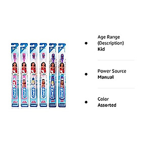 Oral-B New Princess Toothbrush for Little Girls, Children 3+, Extra Soft, Characters Vary - Pack of 6 (Characters Vary)
