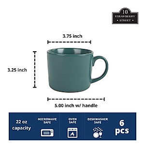 Double Line 3.75"/12 oz Mug, Set of 6, Emerald Green
