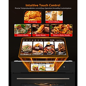 Wall Ovens 24 Inch Electric, Built-In Wall Oven 2.5 Cu.Ft Single Wall Oven with Air Fry, Steam & Grill, 8 Cooking Modes, 108 Recipes, 3D Heating Convection Wall Oven, TFT Display, 3000W