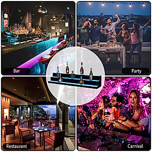 ROVSUN 3 Step 60 Inch LED Lighted Liquor Bottle Display Shelf with Remote Control, Acrylic Lighted Drinks Lighting Shelves Illuminated Bar Shelves for Liquor Bottles Commercial Home Bar Accessories