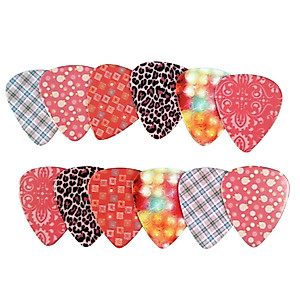 Guitar Picks for Girls - Medium Celluloid Assorted Variety 12-Pack Collection - Pretty Unique Designs Cool Pink Leopard - Best Gifts for Princess, Kids, Teens, Women, Ladies, Female Guitar Players