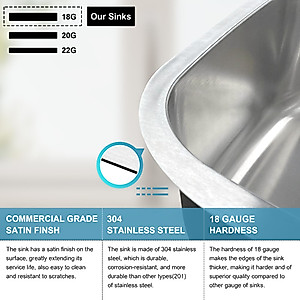 JoviPrime 27 Inch Undermount Kitchen Sink 18 Gauge Stainless Steel Spacious Single Bowl Kitchen Sinks with Strainer 27" x 18" x 9"