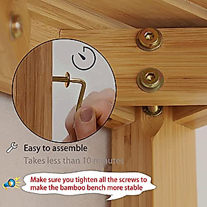 Bamboo Shower Bench, Waterproof Shower Bench, Shower Benches for Inside Shower, 2-Tier Bamboo Bench for Shower