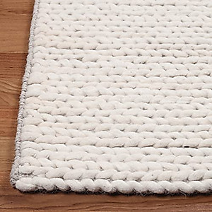 Superior Hand-Braided Wool Indoor Large Area Rug, Rustic Style, Home Floor Decor for Living Room, Kitchen, Dining, Bedroom, Dorm, Office, Nursery, Cotton Backing, Aero Collection, Off White, 4' x 6'