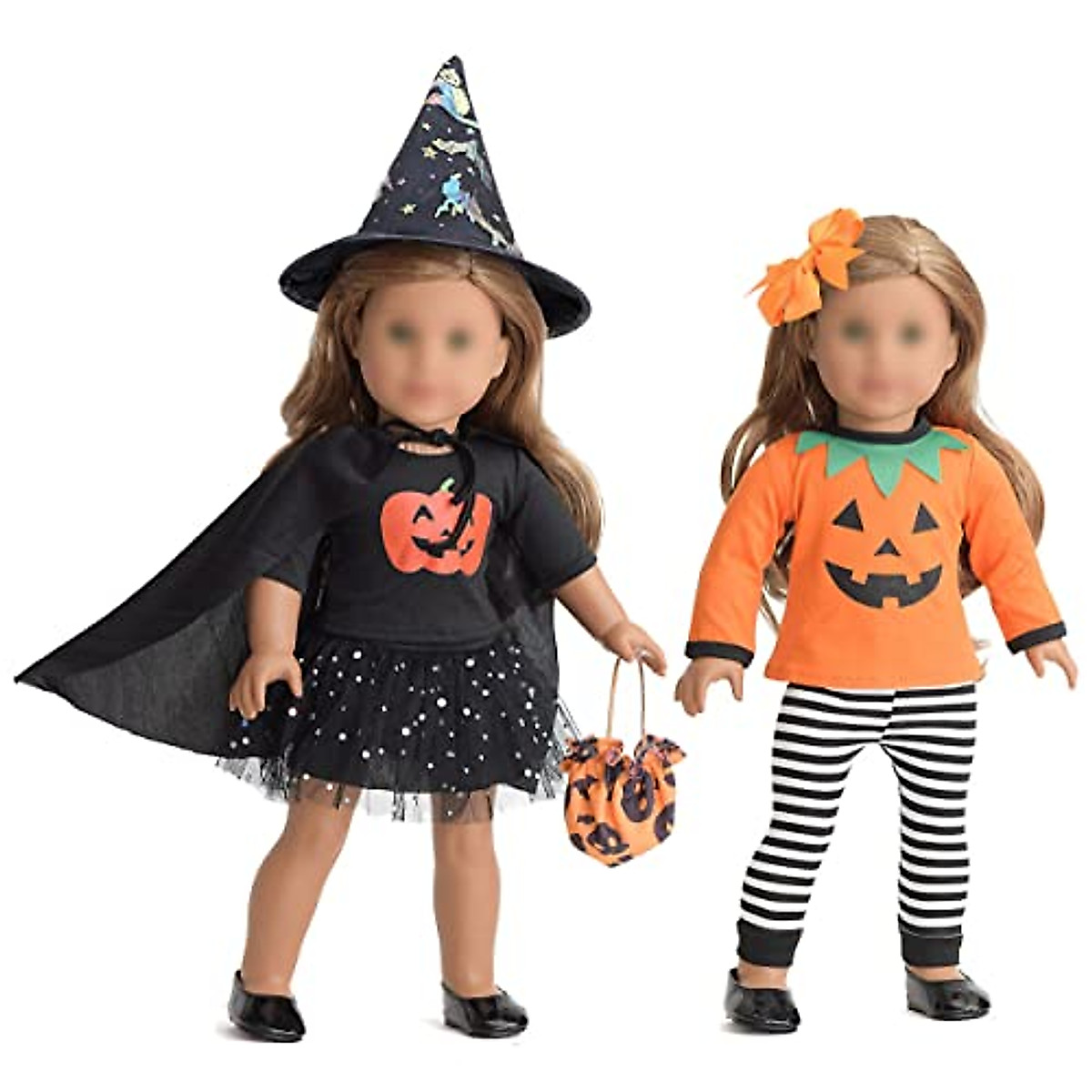 sweet dolly 18 Inch Doll Clothes Accessories Halloween Pumpkin Witch Costume Pumpkin Suit Set for 18 inches Dolls