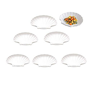 Sauce Dish,Dip/Dipping Bowls Set of 6, White Porcelain Dipping Sauce Bowls/Dishes for Sushi Tomato Sauce, Soy Sauce, Ketchup,Honey Mustard,BBQ Sauce or Seasoning (Shell shape- 2 Oz)