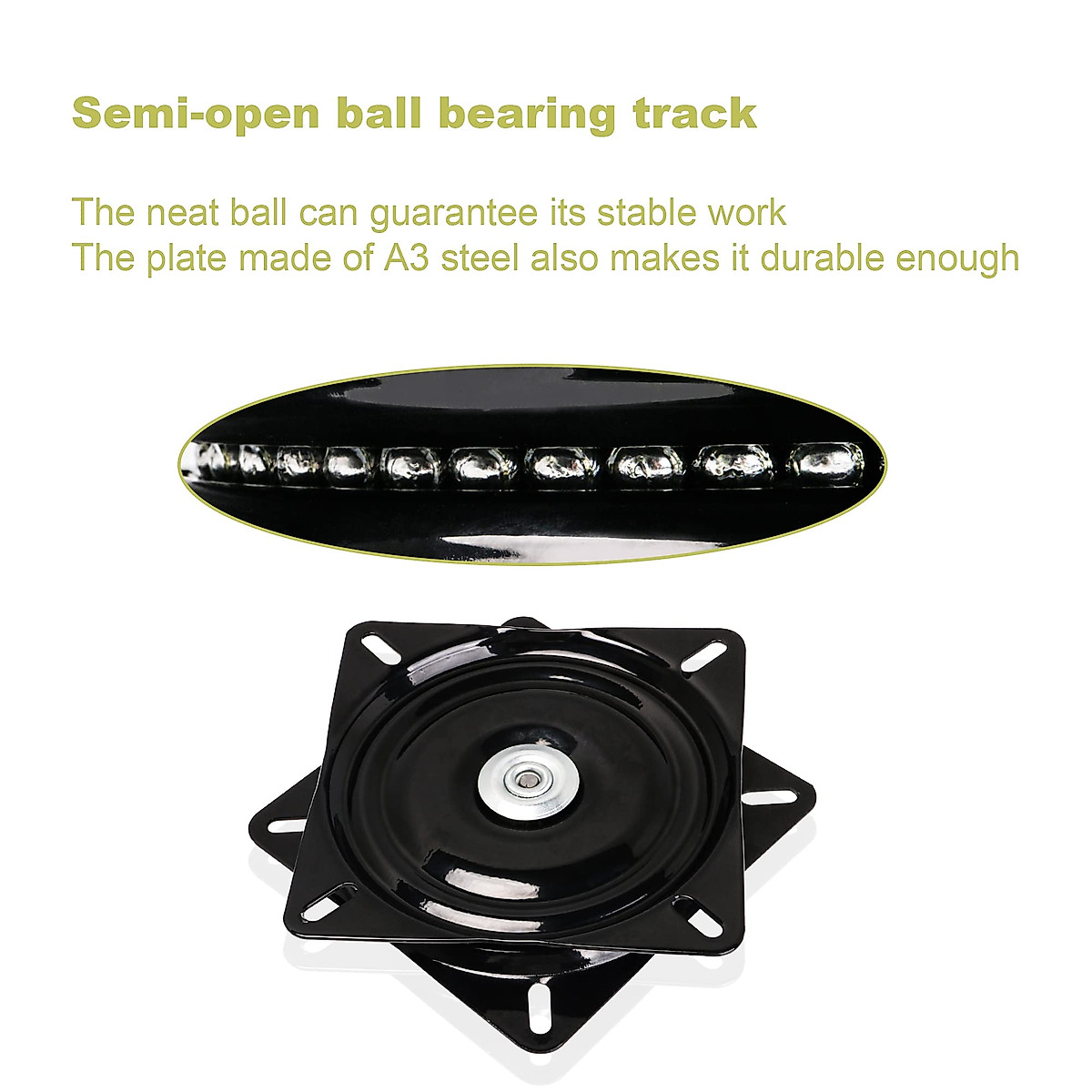 6" Square Swivel Replacement for Recliner Chair or Furniture - Ball Bearing Swivel A3 Steel Plate