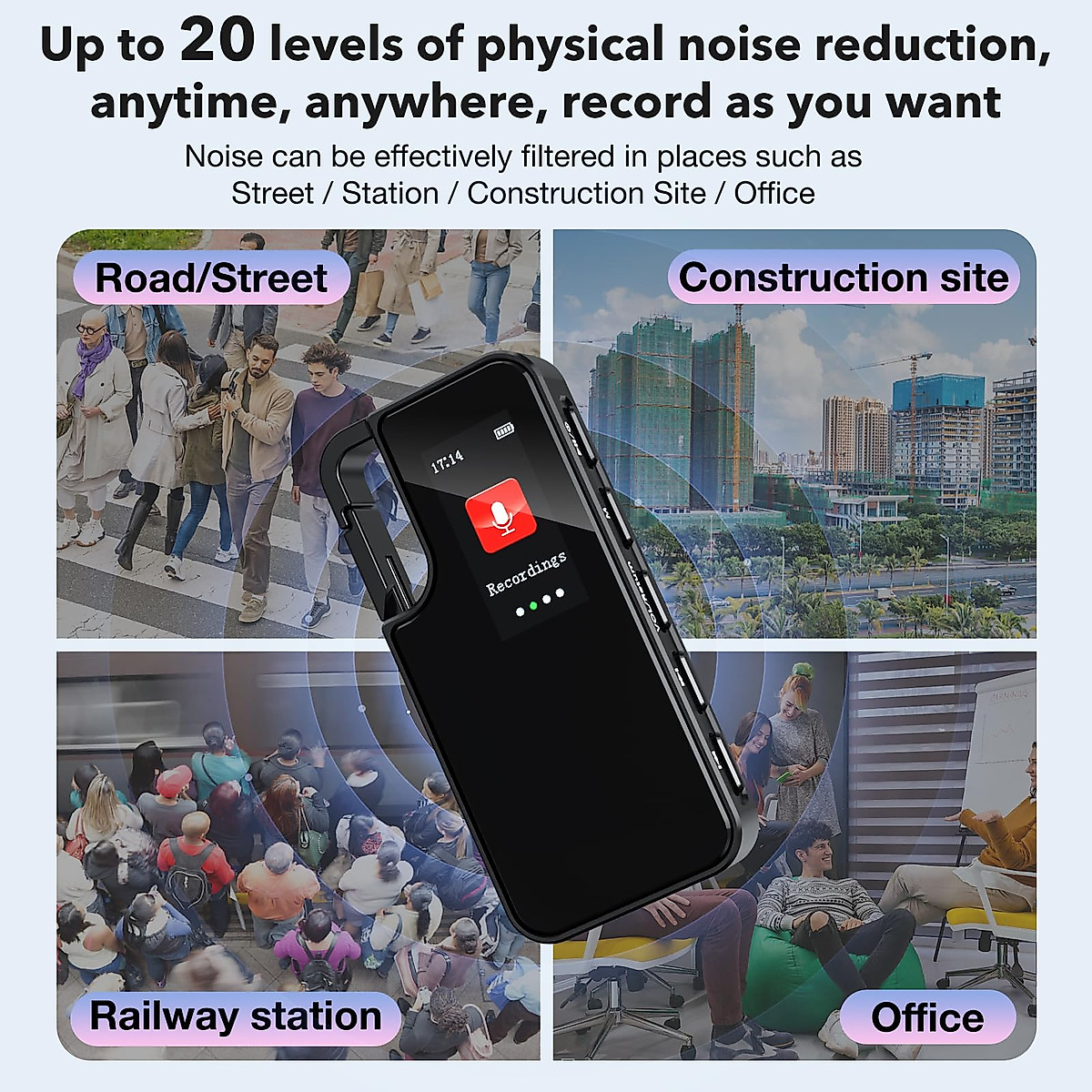 72GB Digital Voice Recorder, 3072KBPS Voice Activated Recorder with Playback 30H Battery Time Tape Recorder with Noise Reduction, Record Device for Lectures Meetings