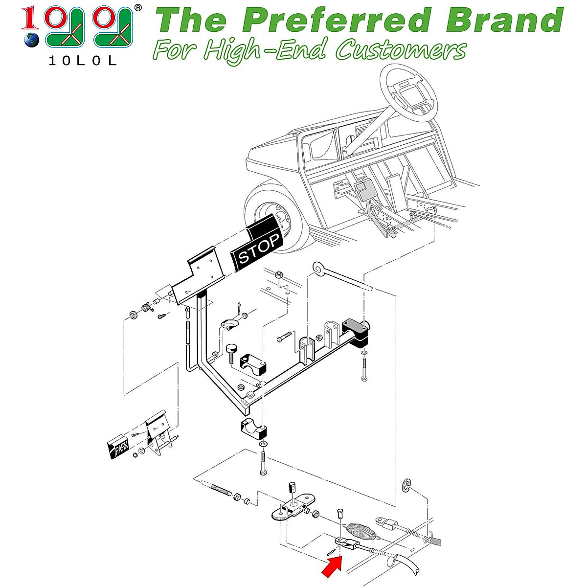 10L0L Golf Cart Brake Cables Set 42" Long Stainless Steel Core Cable Passenger and Driver Side Brake Cable Fits for Club Car DS 1981-1999 G&E Golf Cart OEM# 1011125 1011403 1016761-01