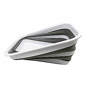 SAMMART 12L (3.17Gallon) Collapsible Tub - Portable Outdoor Picnic Tray - Portable Washing Basin - Space Saving Plastic Washtub (White/Grey)