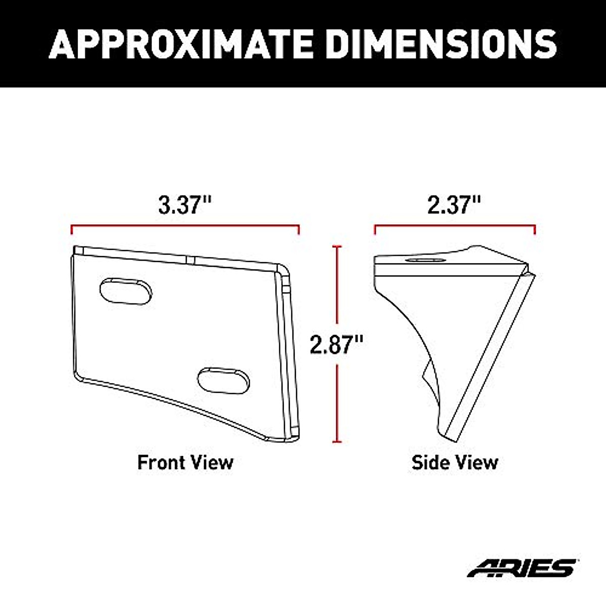 ARIES AR15800 Jeep Wrangler JK Windshield Light Brackets, LEDs Sold Separately, Black