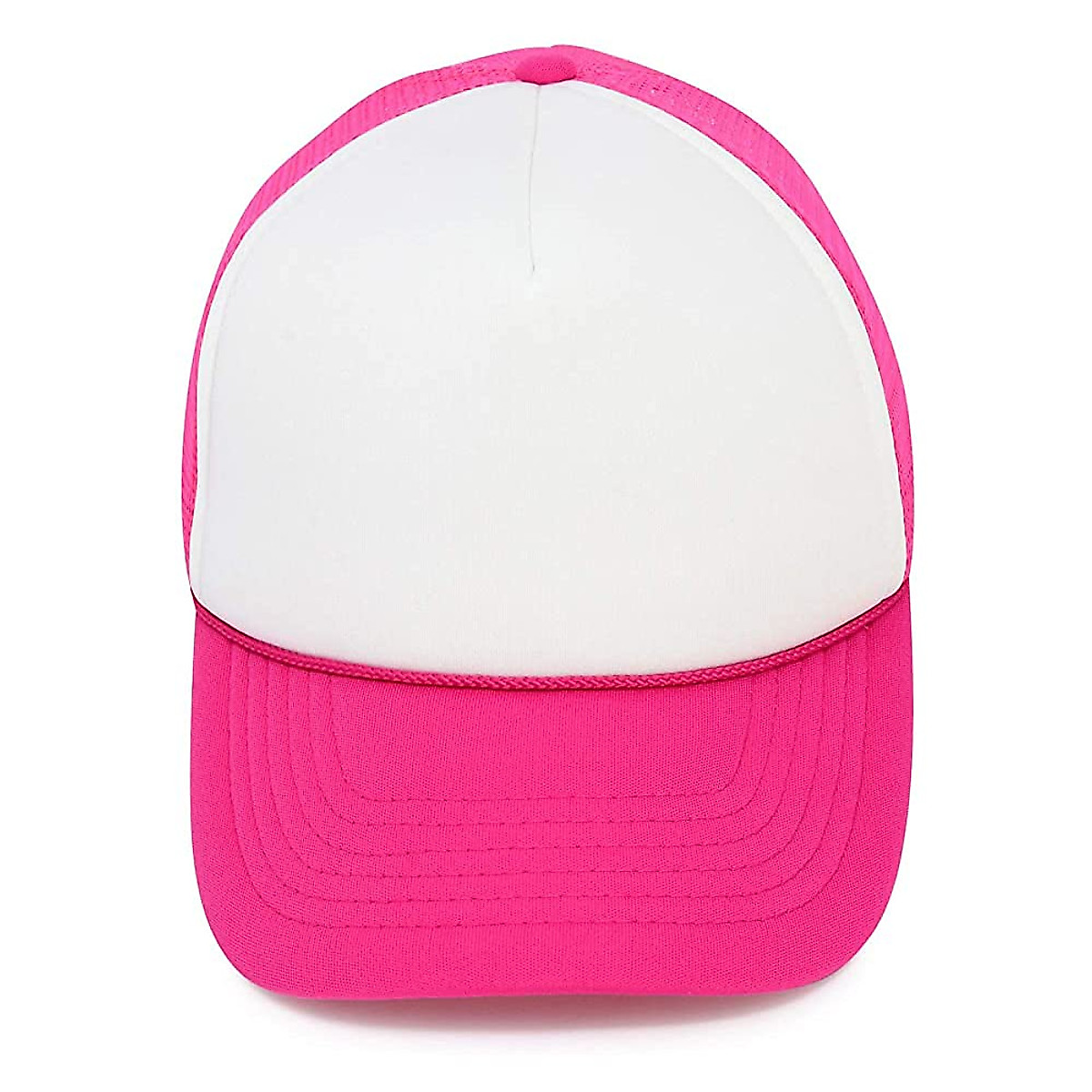 MR.R Sublimation Blank Polyester Mesh Cap Mesh Hat Two Tone Trucker Summer Mesh Cap with Adjustable Snapback,Rose Red,6 Pieces per Pack