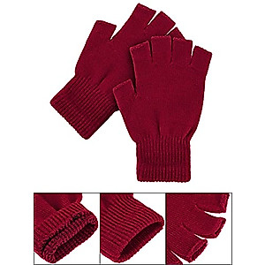 SATINIOR 2 Pair Unisex Half Finger Gloves Winter