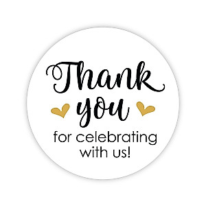 Thanks for Celebrating with Us Stickers, Wedding and Event Favor Labels (#265-GL)