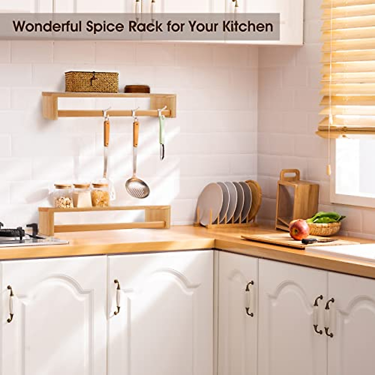 weiff Floating Shelves Set of 2, Wall Mount Bookshelves Rubber Wood Wall Decor Shelf for Kids Room, Bedroom/Bathroom/Living Room/Kitchen Storage & Decoration