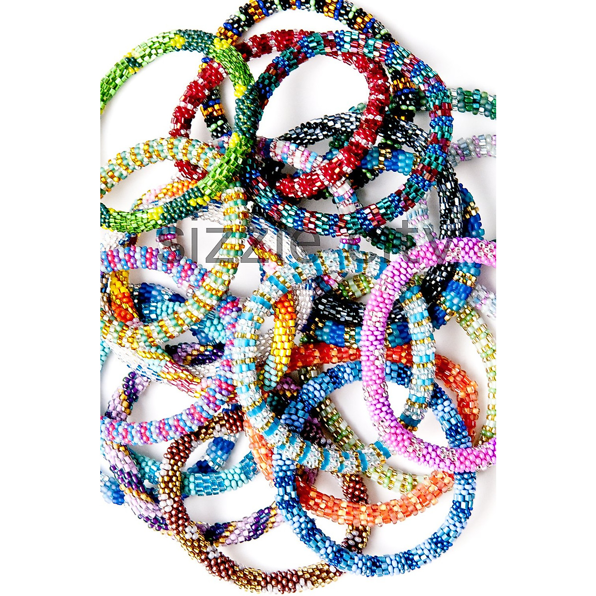 Wigspedia Nepal Crochet Glass Seed Bead Beaded Bracelets 1 Dozen Randomly Selected Mix (12 Bracelets)