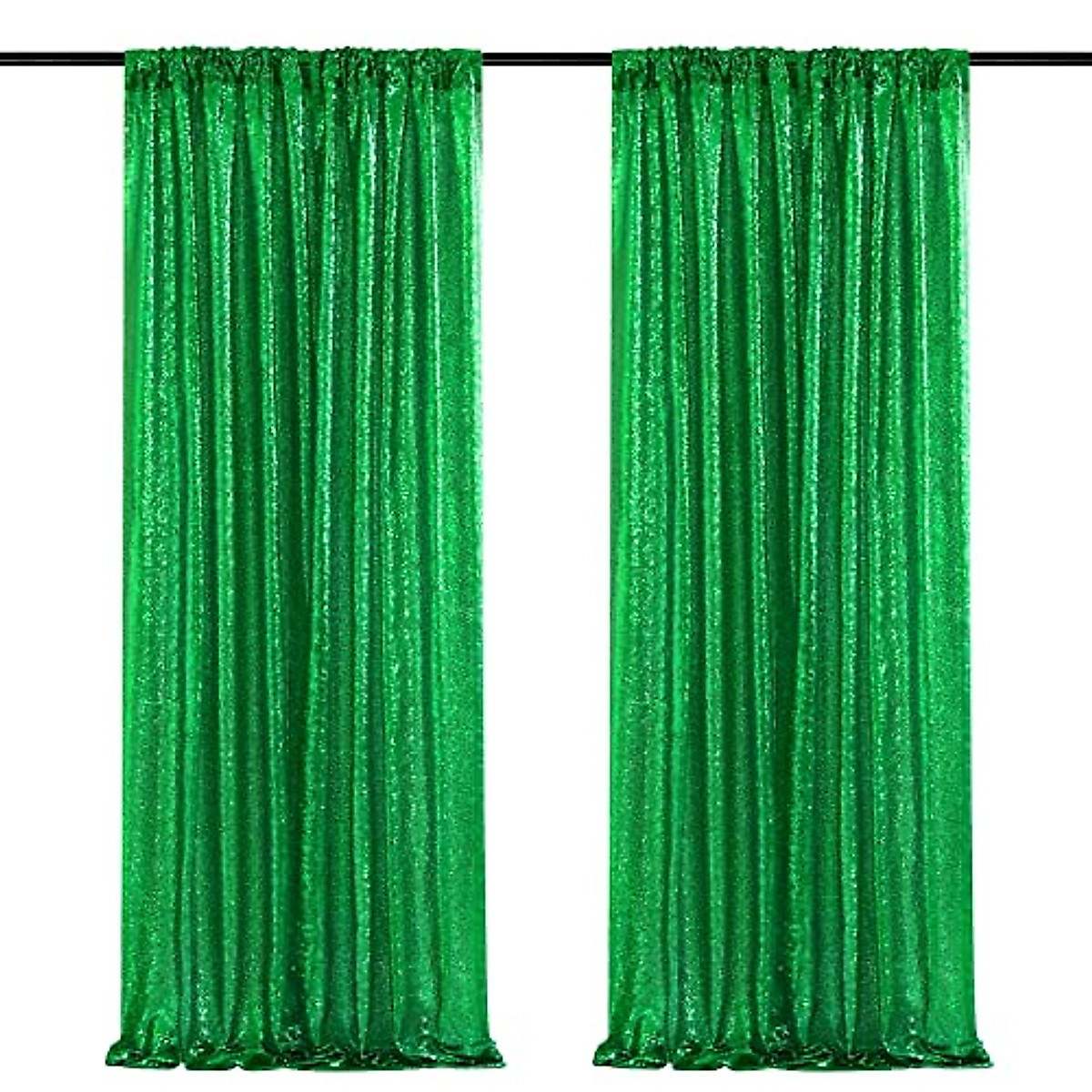 Green Sequin Backdrop Curtains 2 Panels 2ftx8ft Glitter Backdrop Christmas Decoration Sparkly Party Cake Table Backdrop Drapes