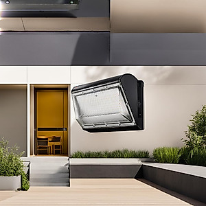 JACS 200W LED Wall Pack Light - 5000K IP65 Outdoor Lighting Fixture for Garage, Porch and Security - Dusk to Dawn Photocell Sensor, Exterior Wall Mount Flood Light, 2 Pack