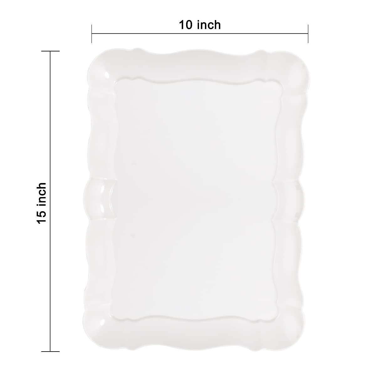MirthMood 12 Pack White Plastic Serving Trays, 15" x 10" Heavy Duty Rectangle Serving Platters, Reusable Plastic Platters and Durable White Food Trays for New Year Party and Wedding