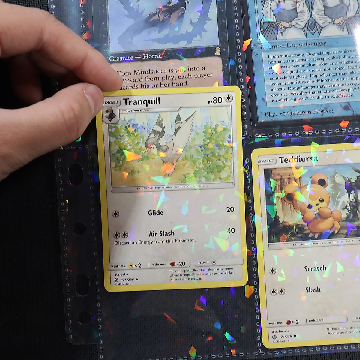 30PCS Holographic Trading Card Sleeve Pages Gemstone Foil Card Sleeves 9 Pockets Fit 3 Ring Binder Pages (Clear foil Card Pages)