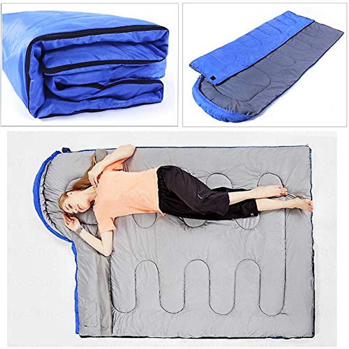 Lightweight Sleeping Bag, 3 Season Sleep Bags for Kids Adults Girls Women, Microfiber Filled Warm Cool Cold Weather 5-20 Degree for Backpacking/Hiking/Naturehike/Camping with Compression Sack -Blue