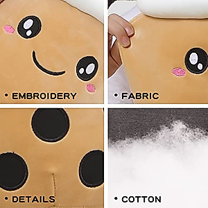 MMguai 14 inch Cute Big Boba Tea Plush Soft Hugging Pillow,Large Brown Pearl Milk Tea Stuffed Animals Toy for Girls Boys Birthday,Christmas