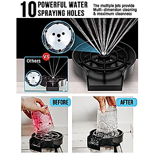 Glass Rinser for Kitchen Sink, Automatic Cup Washer, 10 Water Spraying Holes Bottle Washer, Kitchen Sink Cup Cleaner Accessories