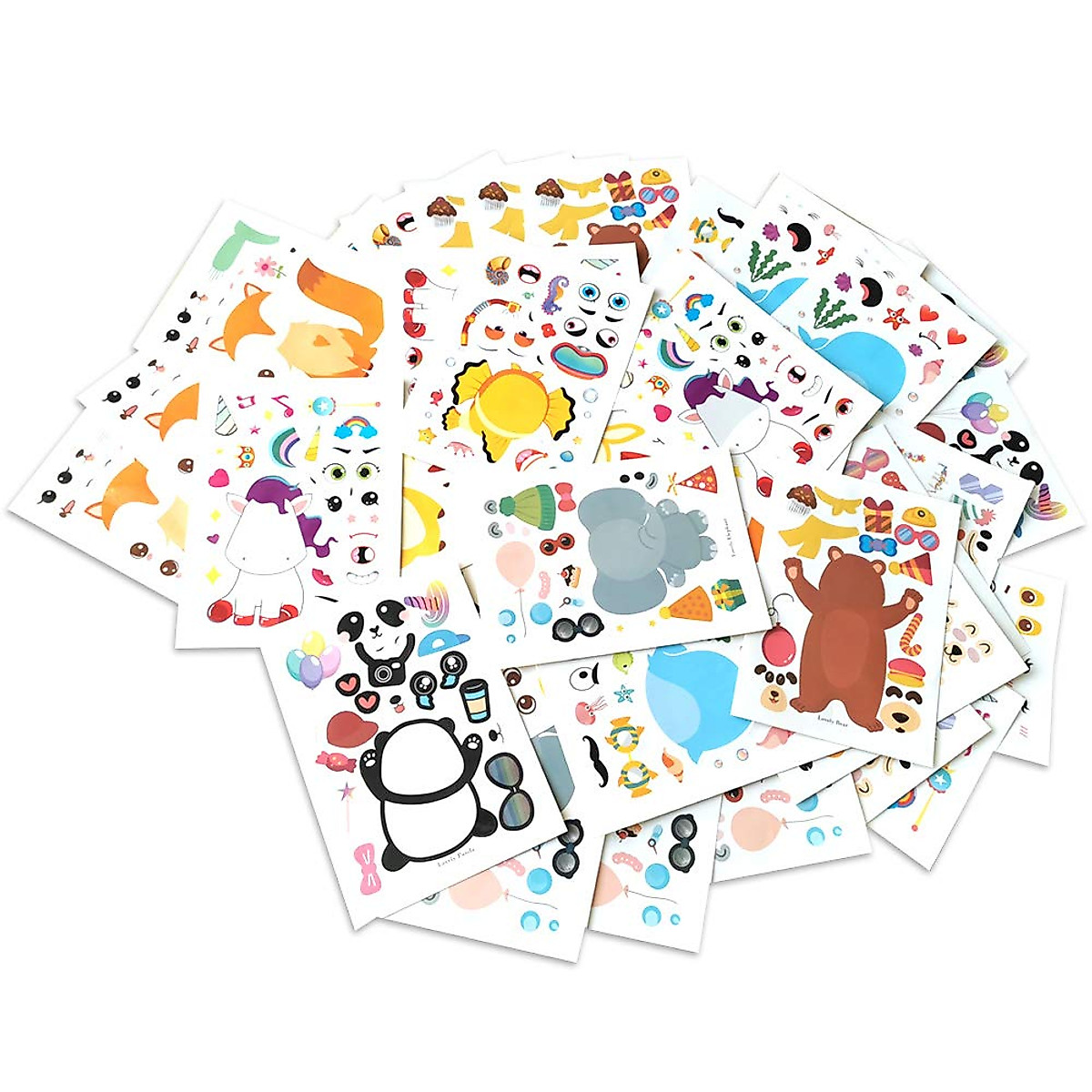 Make a Face Sticker Sheets, Make Your Own Animal Mix and Match Sticker for Kids. 36 PCS as Gift of Festival, Reward, Birthday, Party Favor, Art Craft,kids party favors