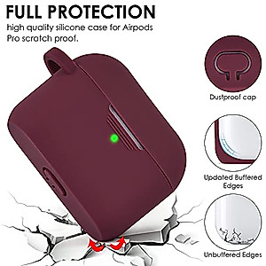 Case for Airpods Pro, Filoto Airpod Pro Case Cover for Apple AirPods Pro (2019), Cute Protective Silicone Case Accessories with Pompom Keychain for Women Girl (Burgundy pro)