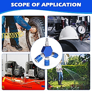Milosline Connect Fittings Air Splitter, 1/4 Inch NPT 3-Way Air Manifold With 3 Pieces Industrial Quick 1/4NPT Couplers And Plug, Hex Style Air Compressor Hose Accessories Quick Connect Fittings