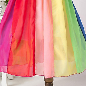 Toddler Kids Baby Girl Summer Dress Clothes Rainbow Ruffle Strap Dress Backless Princess Sundress Playwear Outfits (Rose Long Sleeve, 6-7_Years)