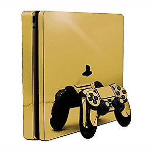 Gold Chrome Mirror - Vinyl Decal Mod Skin Kit by System Skins - Compatible with PlayStation 4 Slim Console (PS4S)