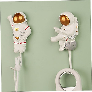 CAXUSD 3Pcs Astronaut Wall Mounted Hooks Adhesive Sticky Coat Hangers for Entryway Bathroom Room Creative Space Themed Storage Solution