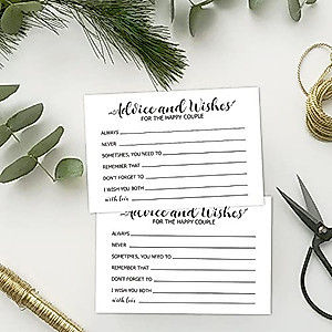 Advice and Wishes Cards for The Happy Couple, Mr and Mrs, Bride & Groom, Newlyweds, Wedding Advice Cards Perfect for Bridal Shower, Wedding, Wedding Guest Book Alternative, Pack of 50 4x6 Inch