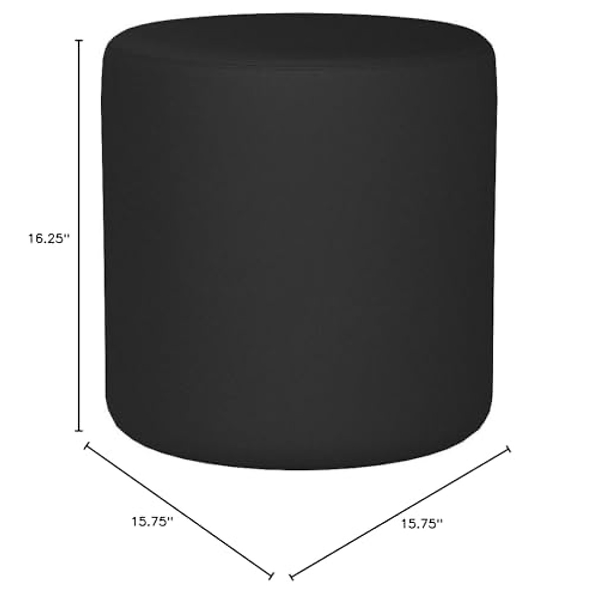 Flash Furniture Barrington Upholstered Round Ottoman Pouf with Solid Wood Frame in Black LeatherSoft