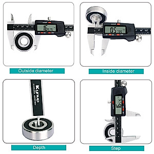 Kynup Caliper Measuring Tool, Digital Micrometer Caliper Tool, Vernier Caliper with Stainless Steel, Large LCD Screen, Auto - Off Feature, Inch Metric Fraction Conversion (6Inch/150mm)