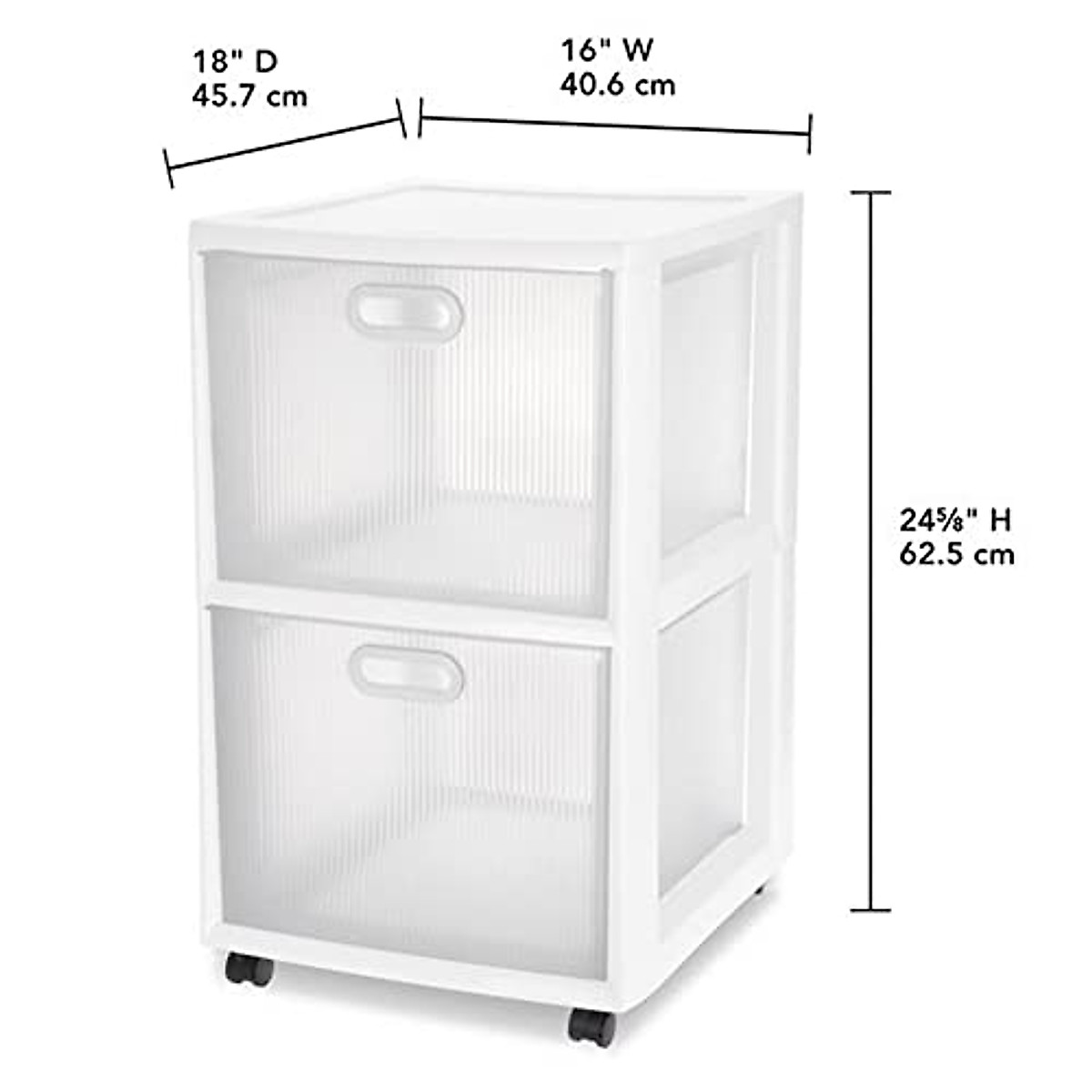 Sterilite Ultra 2 Clear Drawer Plastic Rolling Storage Container Cart with Ergonomic Handles and Caster Wheels, White (2 Pack)