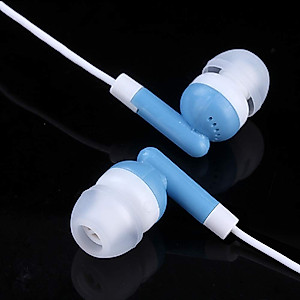 CN-Outlet Wholesale Earbuds Bulk Headphones Individually Bagged 50 Pack for iPhone, Android, MP3 Player for Schools, Libraries, Hospitals (Blue)