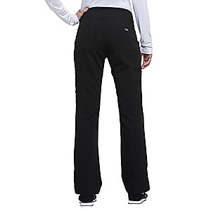 Dickies womens Mid Rise Rib Knit Waistband Medical Scrubs Pants, Black, Large US