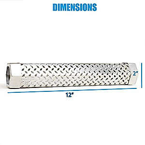 Kona Best Pellet Smoker Tube - Designed For Clean Burning Smoke, For Hours - Hot & Cold Smoking - Wood Pellets, Chips, Electric, Gas & All BBQ Grills - Heavy Duty 304 Stainless Steel - 12 Inch